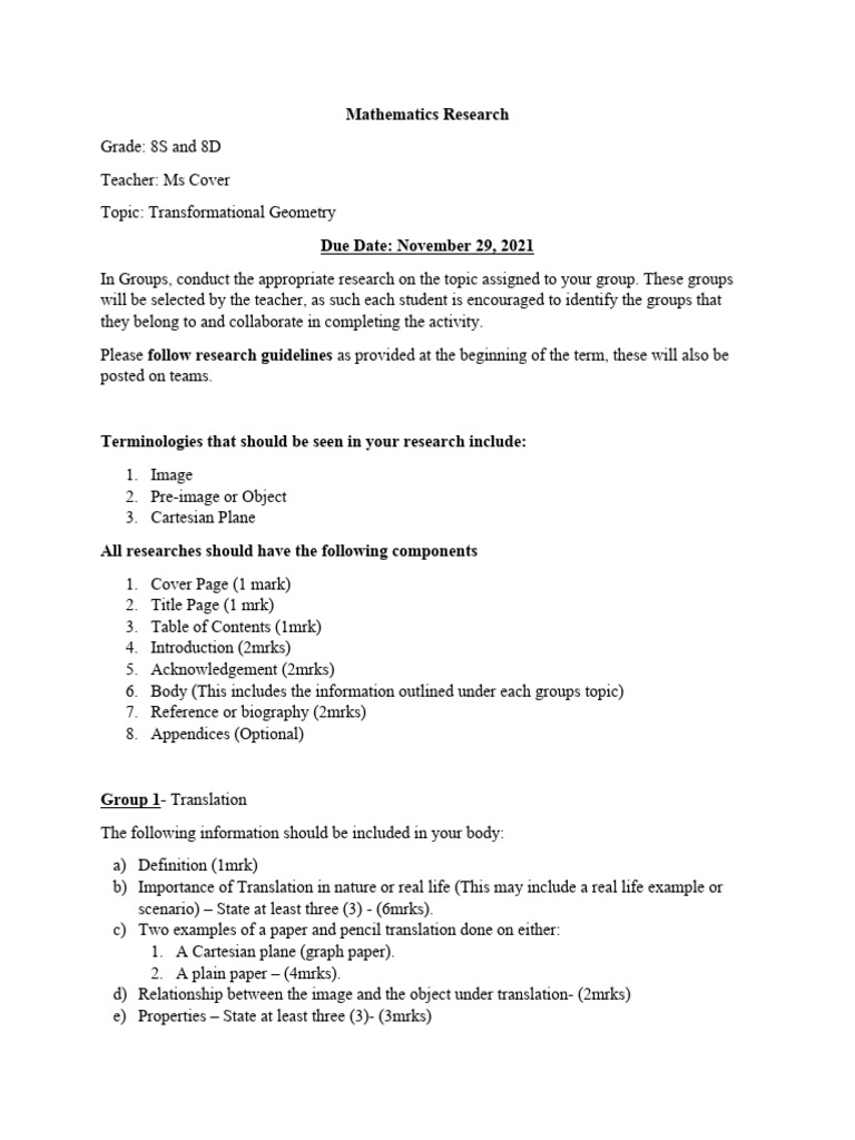 Mathematics Research For Grade 8s and 8d | PDF