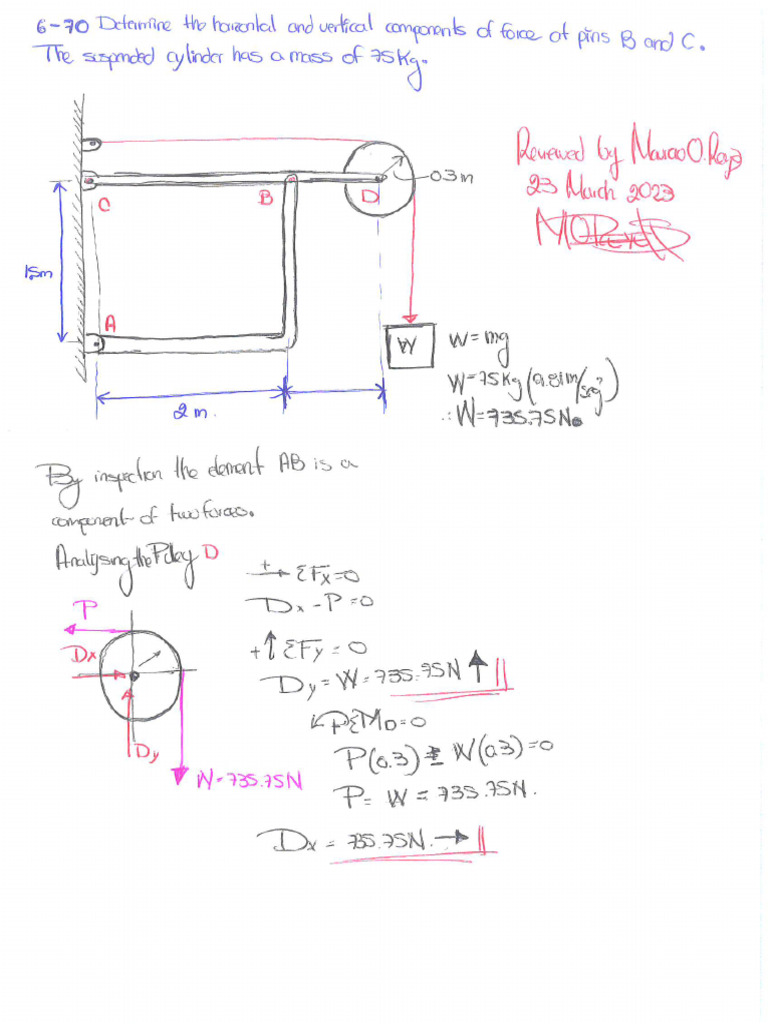 Hibbeler - Engineering Mechanics Statics - Chapter - 6 - P6.70 | PDF