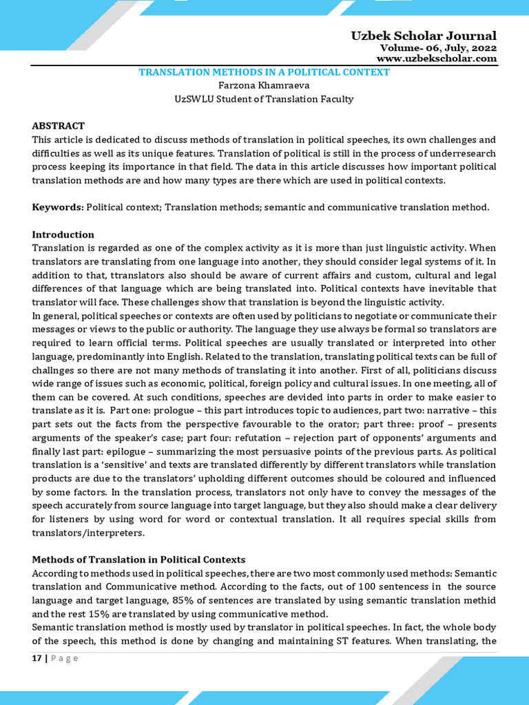 Political Translation Methods Explained | PDF