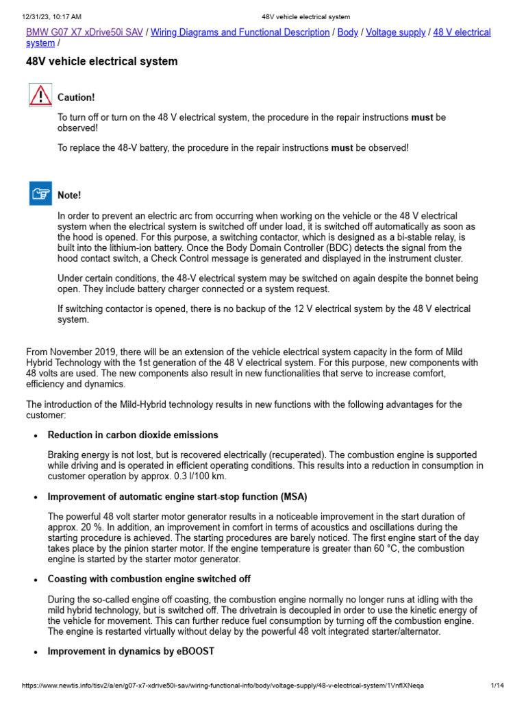 BMW - 48V Vehicle Electrical System | PDF