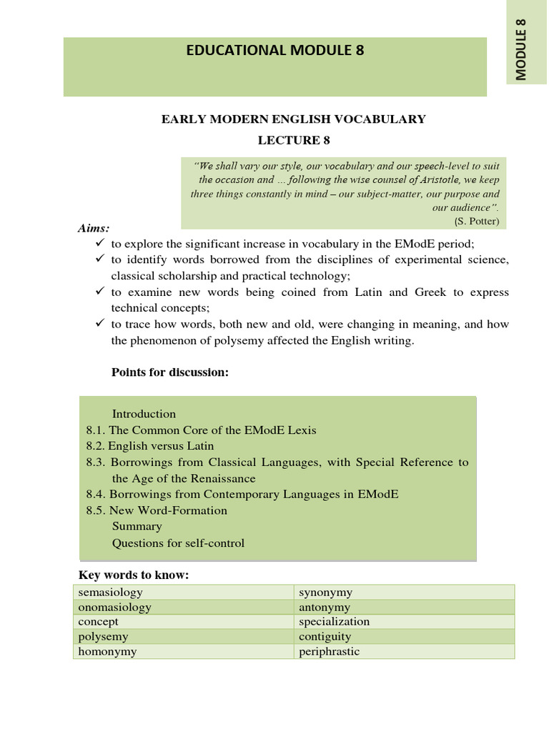 Early Modern English Vocabulary Expansion | PDF | English Language ...