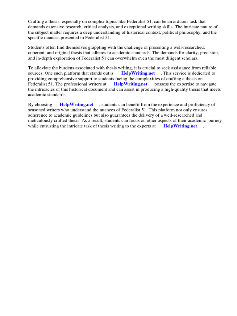 Thesis Federalist 51 | PDF | The Federalist Papers | Separation Of Powers