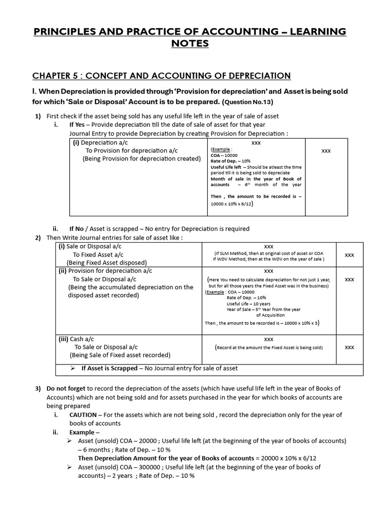 Accounts - Learning Notes | PDF | Depreciation | Debits And Credits