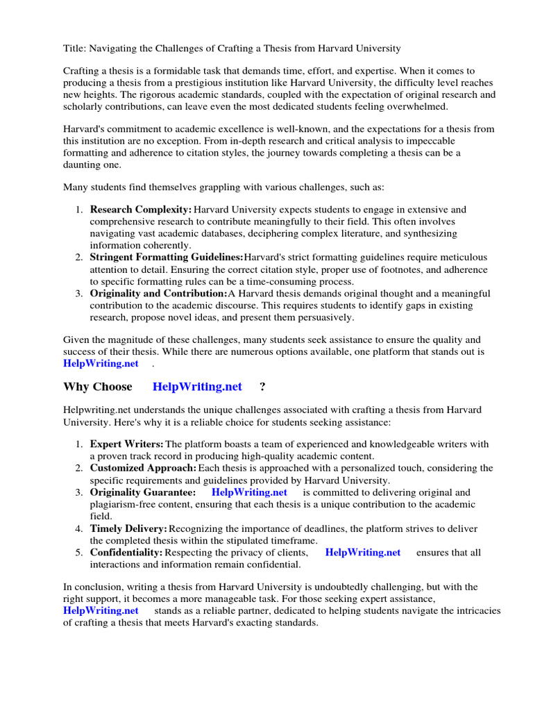 Thesis From Harvard University | PDF