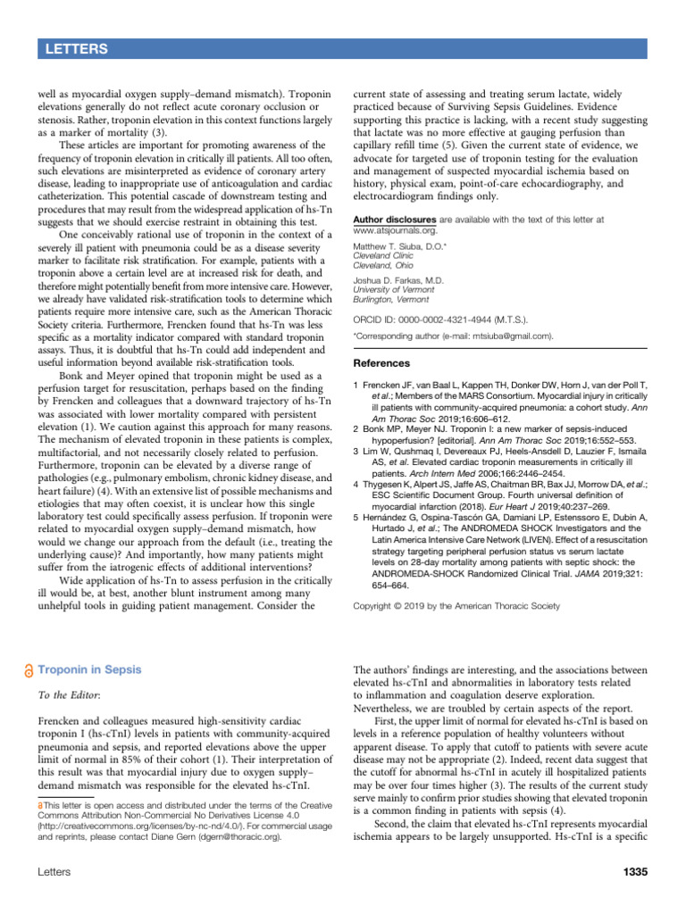 Troponin in Sepsis | PDF | Self-Improvement | Wellness