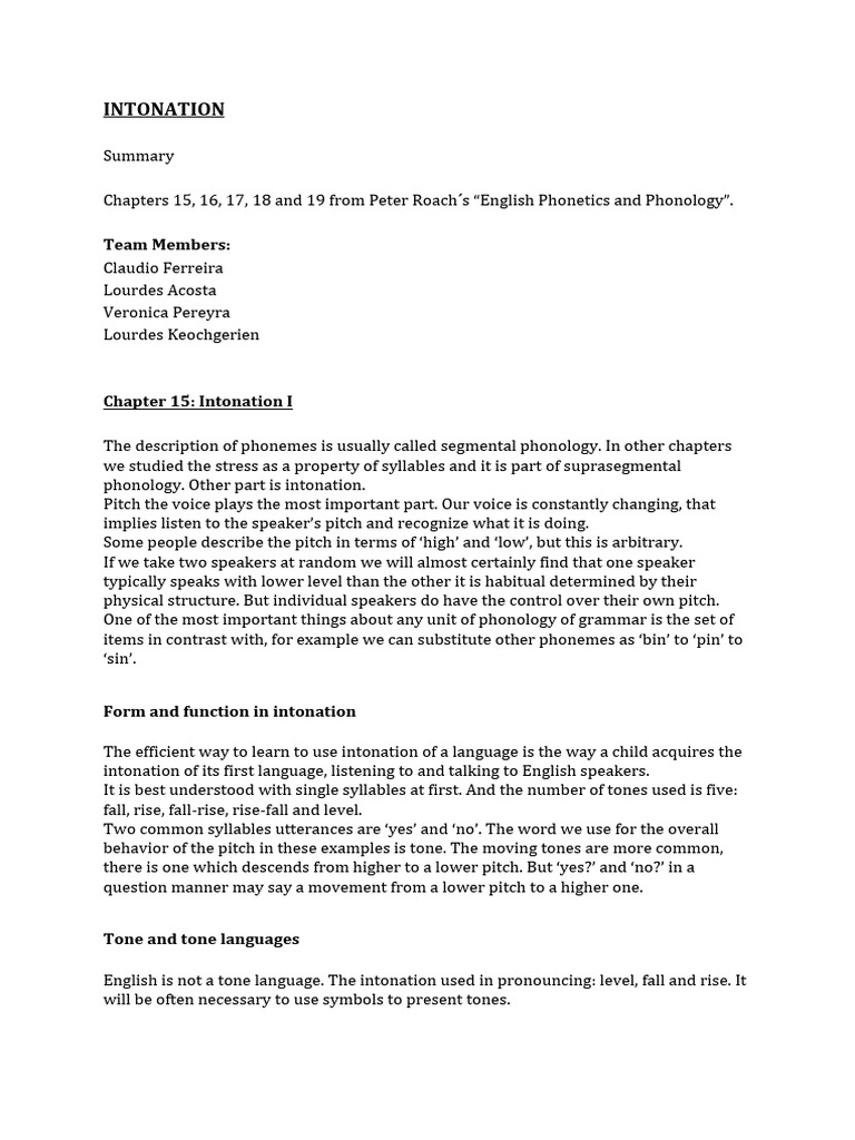 INTONATION_Phonetics and Phonology I | PDF