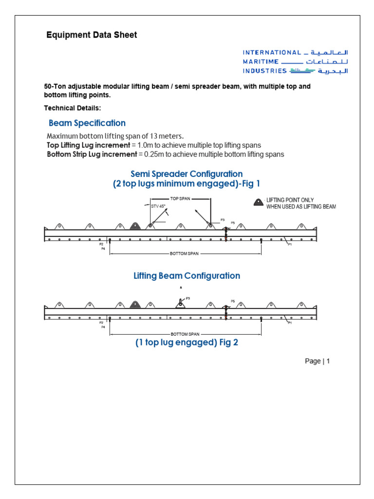 Data Sheet for Magnet Spreader Beams 50-ton (GENERAL_DOC - 1075231 - 1 - A1) - 1 (1) | PDF ...