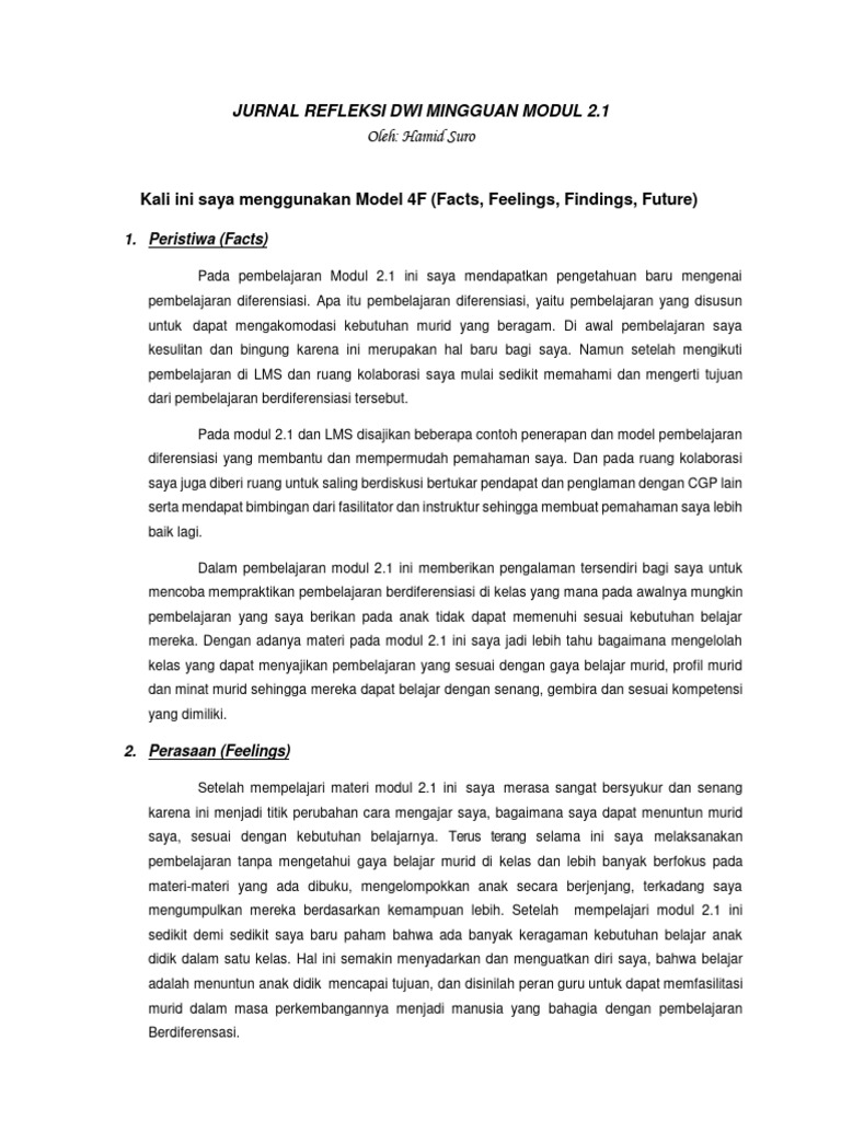 Jurnal - Refleksi Dwi Mingguan - Modul 2.1 - Hamid | PDF