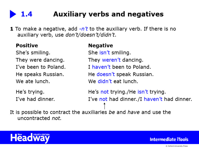 Auxiliary Verbs and Negatives Guide | PDF | Language Arts & Discipline
