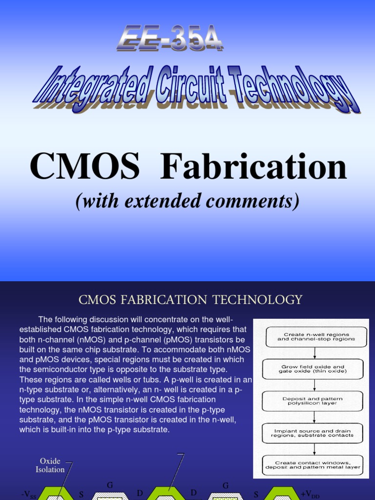 CMOS Fabrication: (With Extended Comments) | PDF | Cmos | Mosfet
