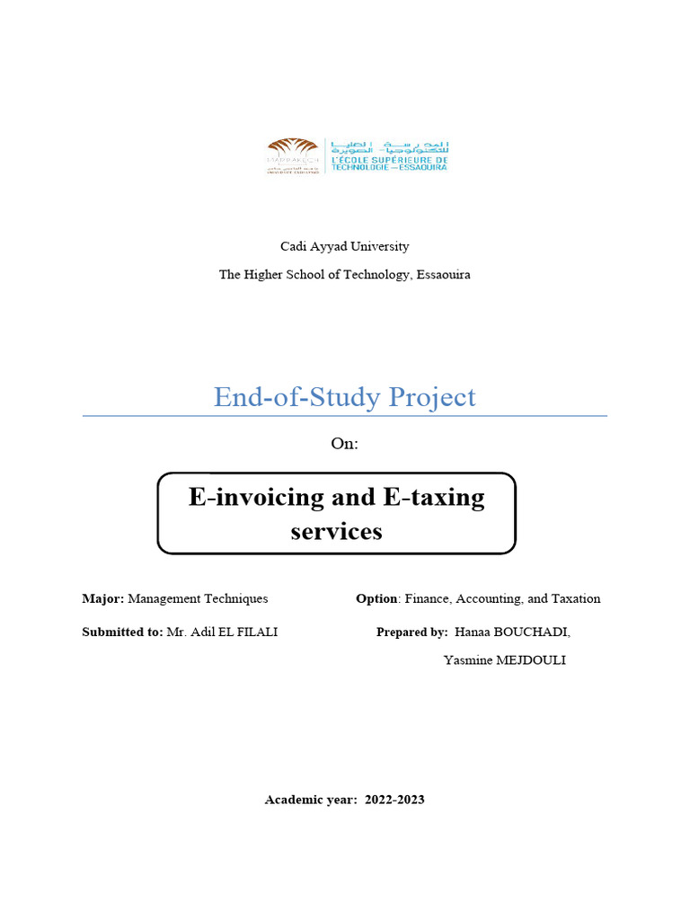 Pfe E-Taxing and E-Invoicing Hanaa Bouchadi Et Yasmine MEJDOULI, MR ...