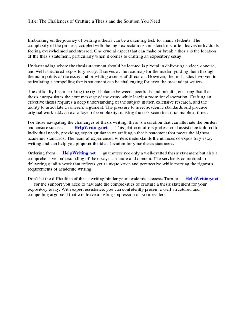 When Writing An Expository Essay Where Should The Thesis Statement ...