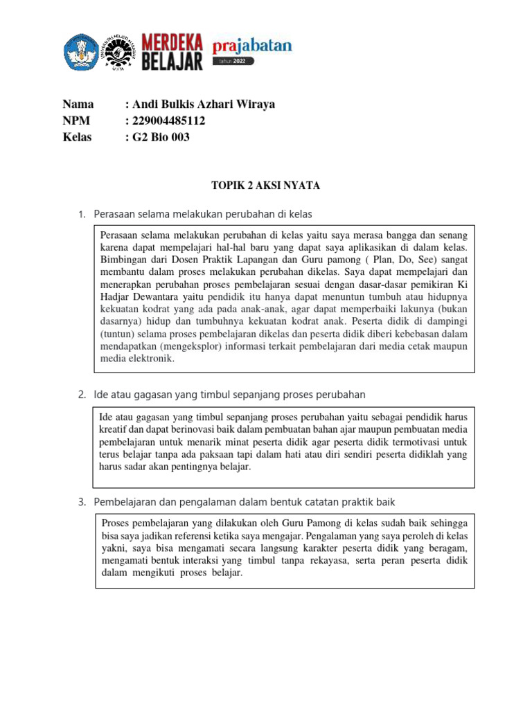 Topik2 - Aksi Nyata | PDF