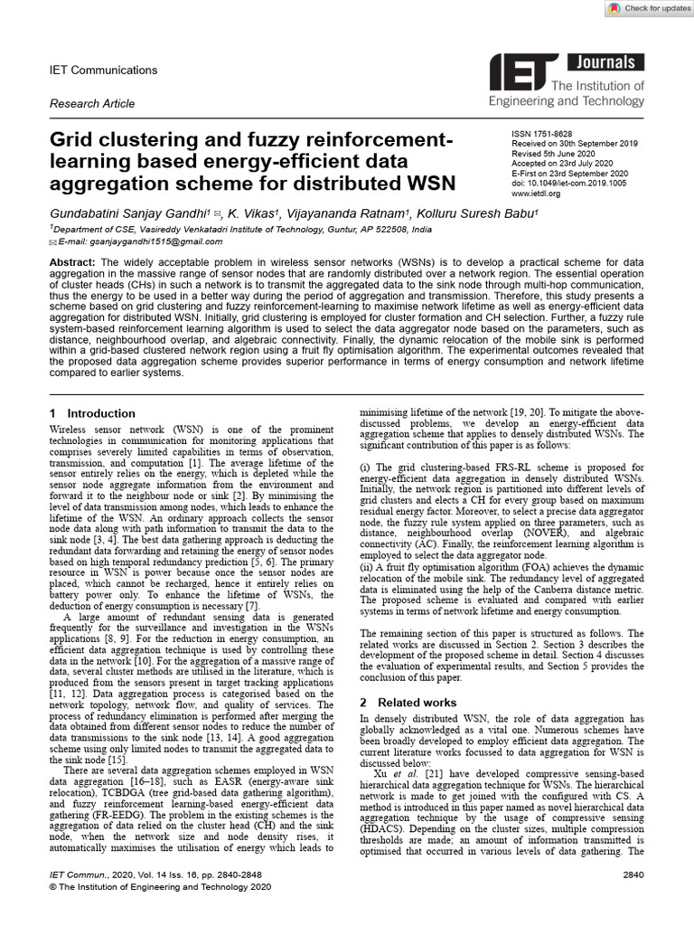 IET Communications - 2020 - Sanjay Gandhi - Grid Clustering and Fuzzy ... IET Communications - 2020 - Sanjay Gandhi - Grid Clustering and Fuzzy ...