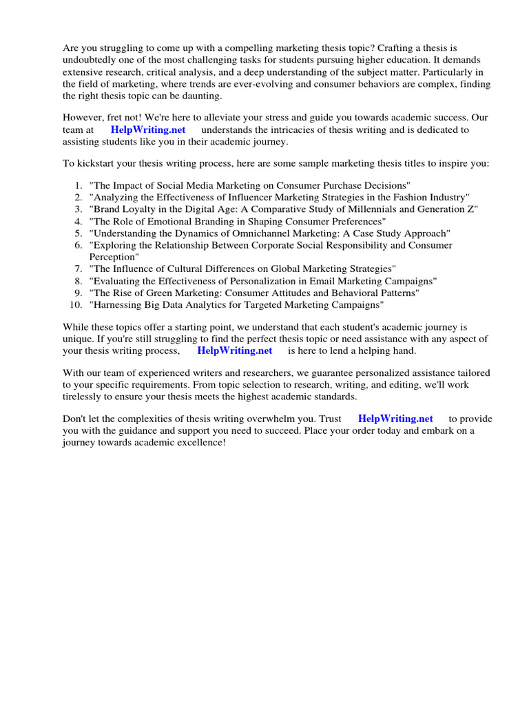 Sample Marketing Thesis Titles | PDF | Marketing | Brand