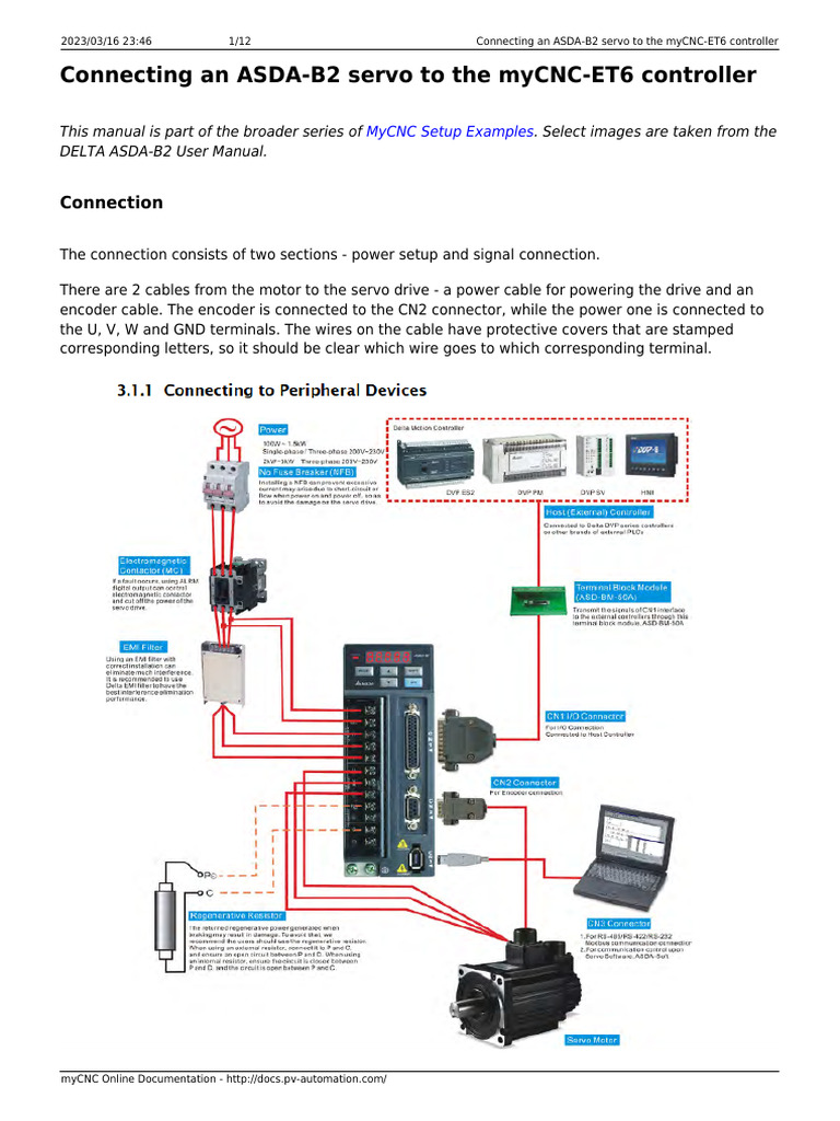 Connecting An Asda-B2 Servo To The Mycnc-Et6 Controller | PDF