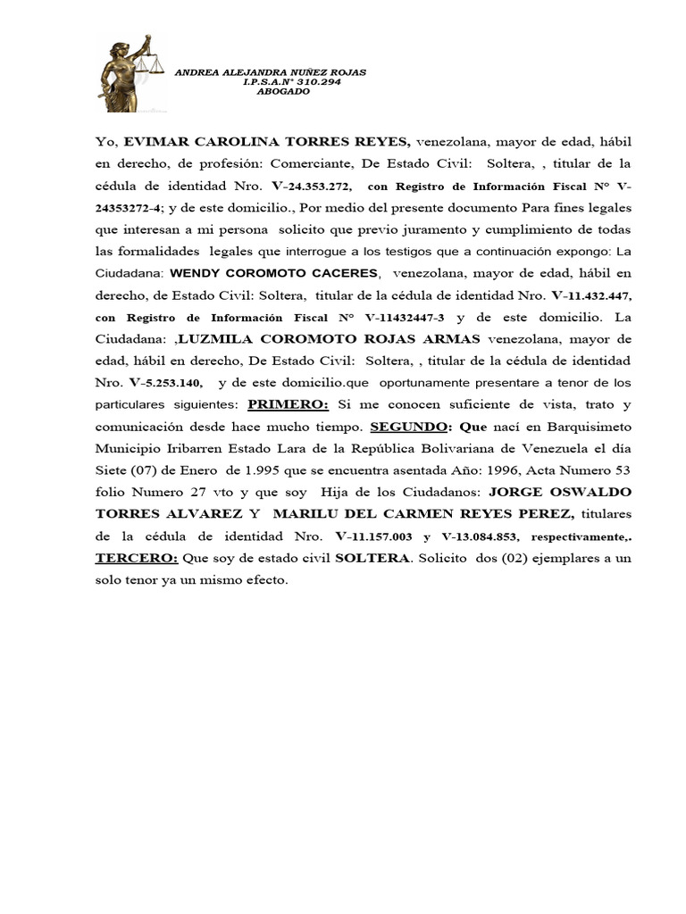 CARTA SOLTERIA para Formato | PDF | Ciencias sociales | Derecho