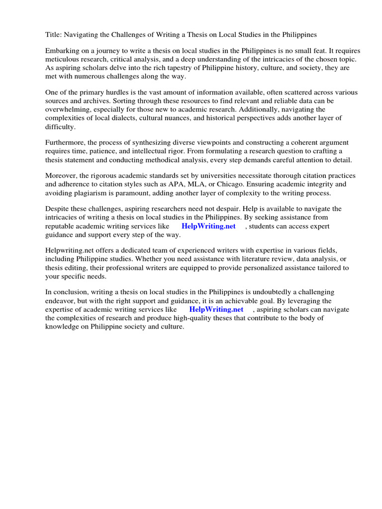 Local Studies in Thesis Philippines | PDF