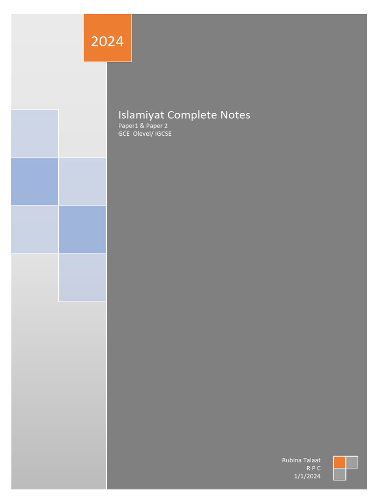 Islamiyat - Complete Notes by Rubina Talaat | PDF | Prophets And ...
