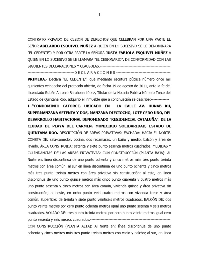 GRATUITO-CONTRATO FABIOLA ESQUIVEL | PDF | Propiedad