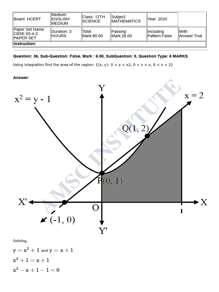 CBSE Class 12 Mathematics Paper 2020 | PDF