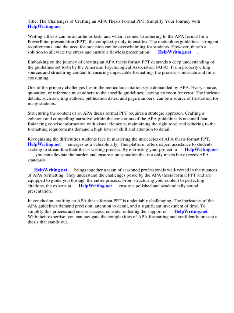 Apa Thesis Format Ppt | PDF | Apa Style | Citation