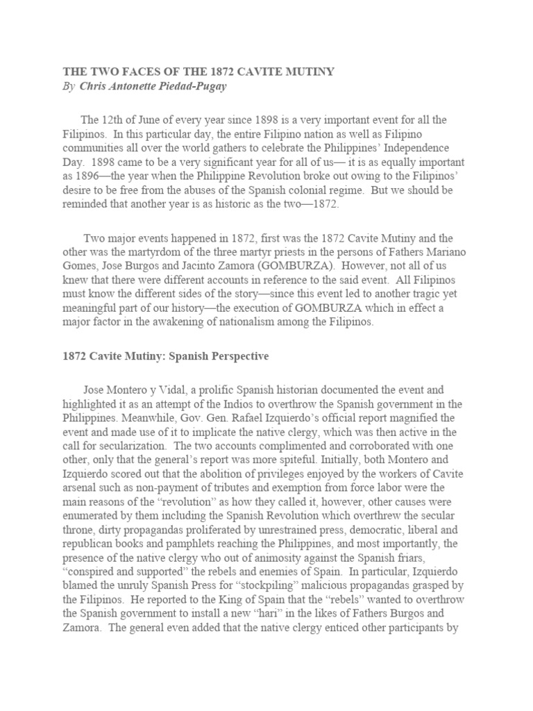 The Two Faces of The 1872 Cavite Mutiny | PDF