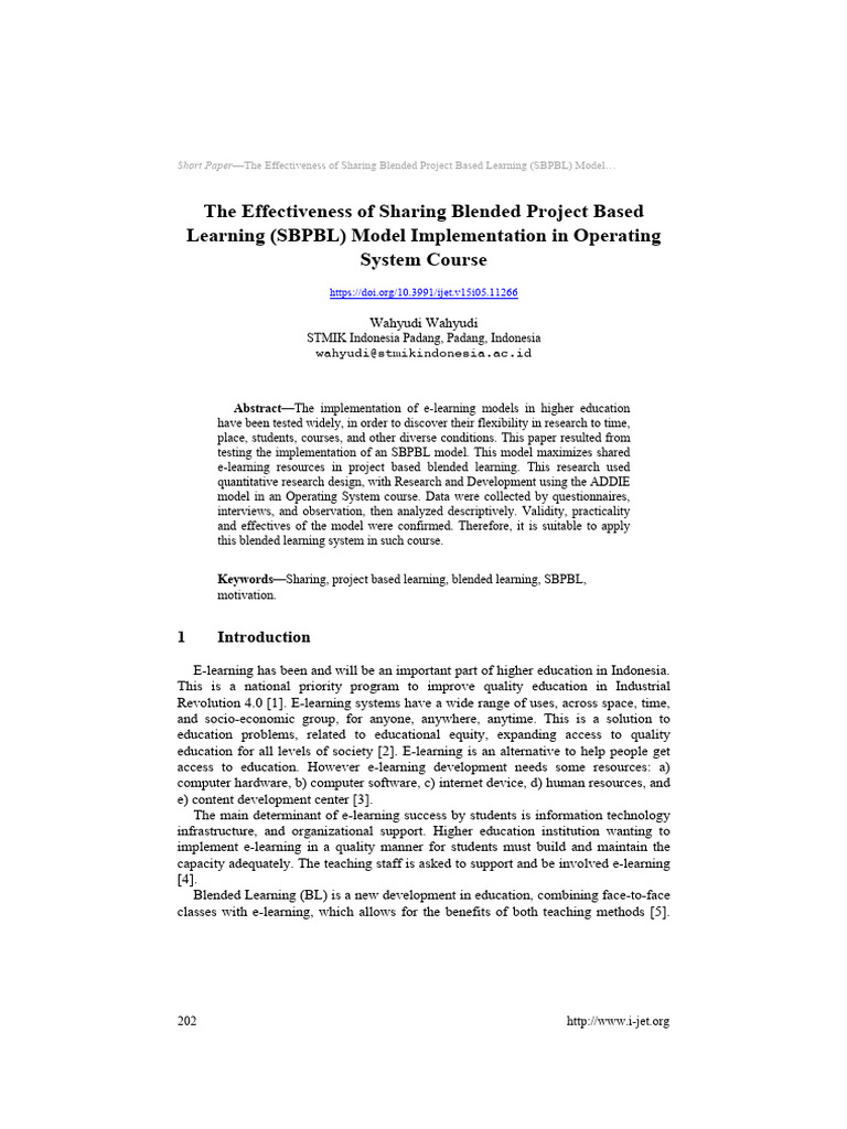The Effectiveness of Sharing Blended Project Based | PDF | Educational Technology | Learning