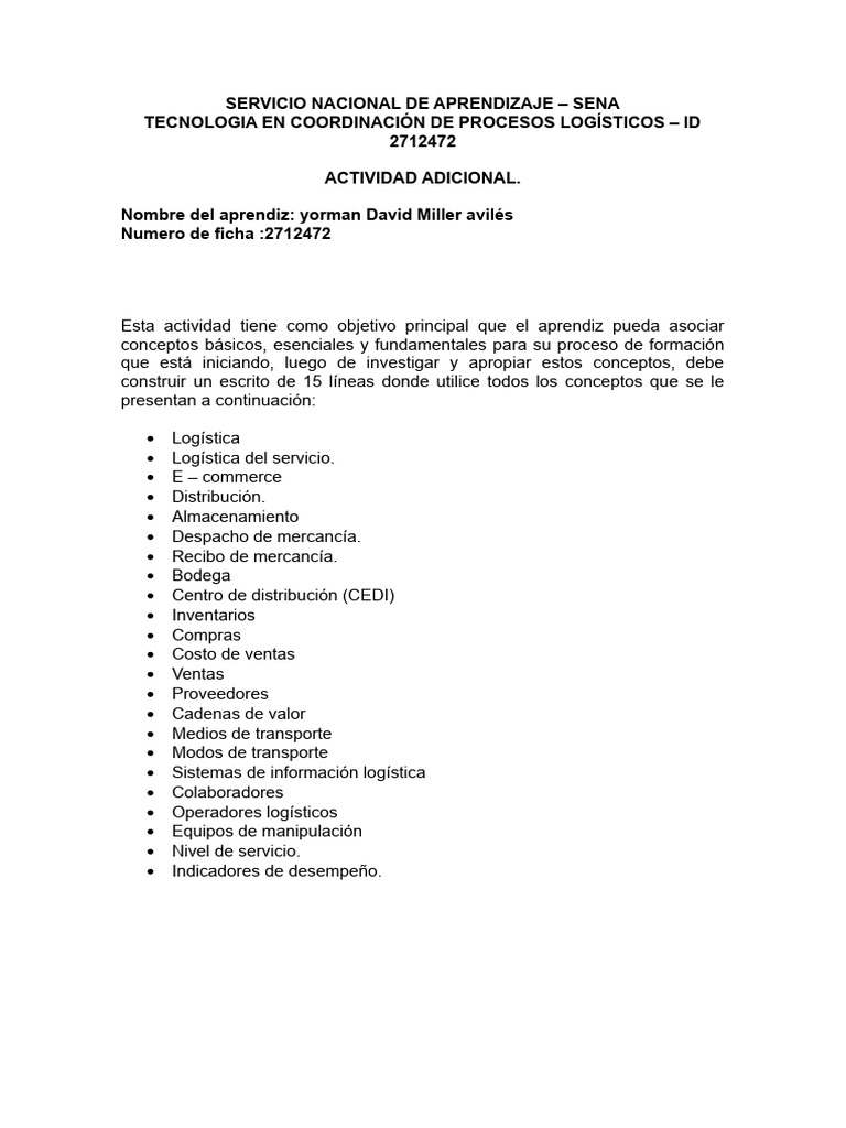 ACTIVIDAD ADICIONAL Sena | PDF | Negocios