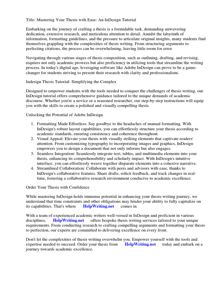 InDesign Thesis Writing Guide | PDF | Page Layout | Adobe In Design