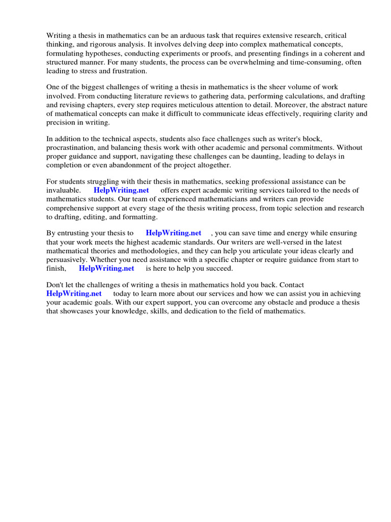 Thesis Mathematics PDF | PDF