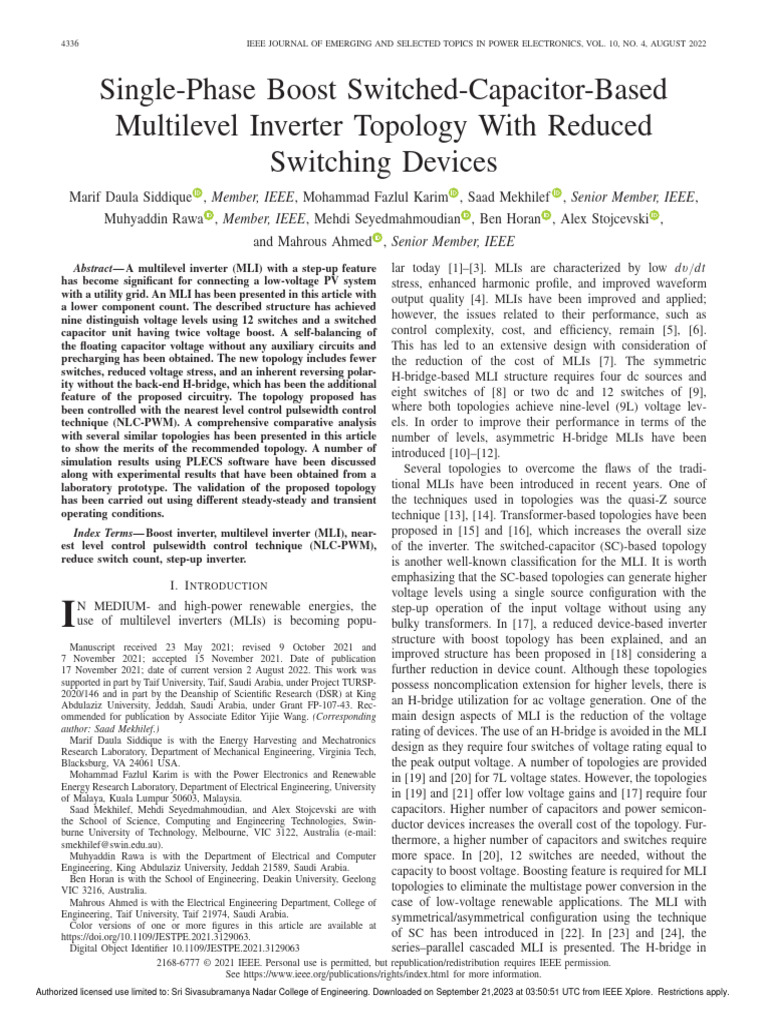18 Single-Phase Boost Switched-Capacitor-Based Multilevel Inverter Topology With Reduced ...