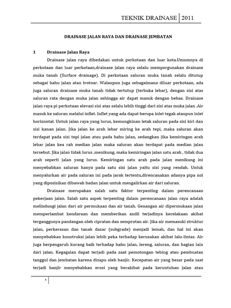 DRAINASE JALAN RAYA DAN DRAINASE JEMBATAN finish | PDF
