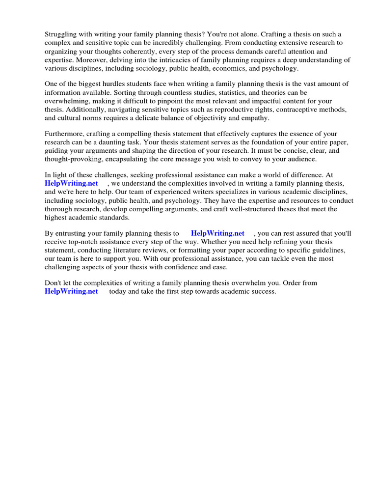 Family Planning Thesis Statement | PDF