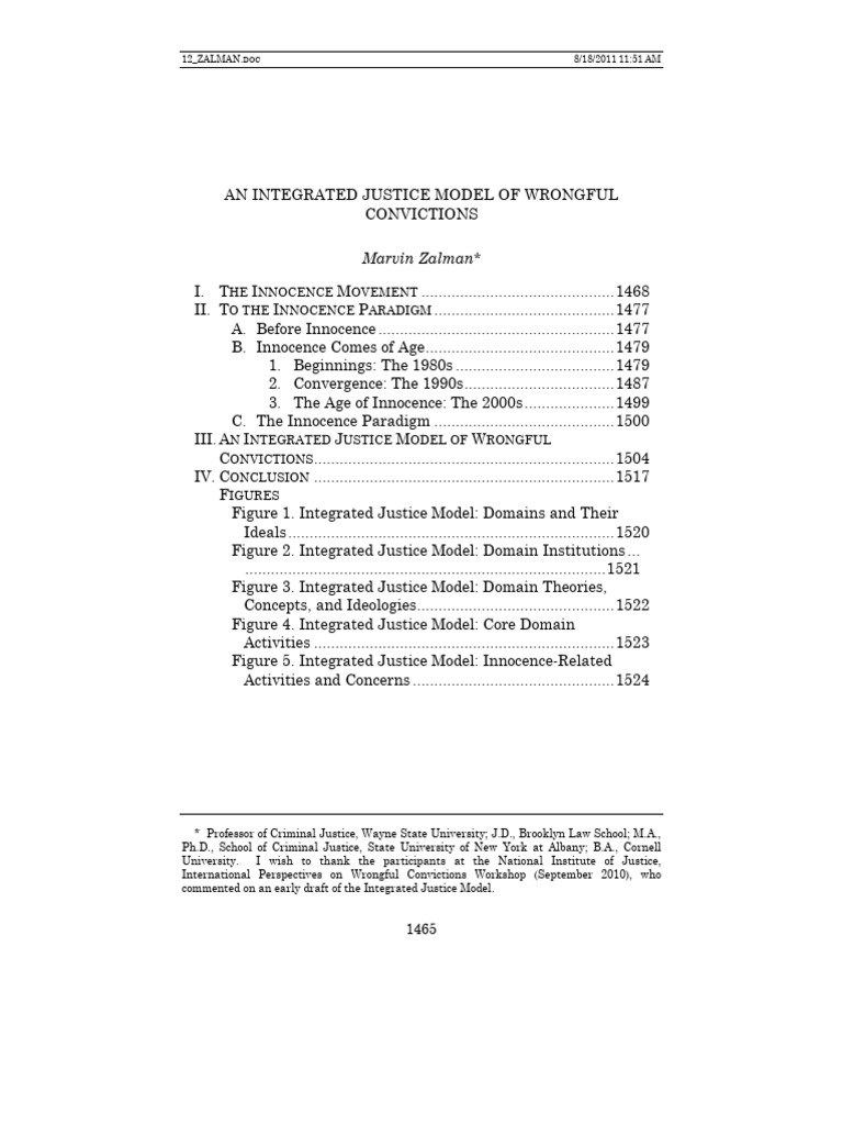 An Integrated Justice Model of Wrongful Convictions | PDF | Social Science