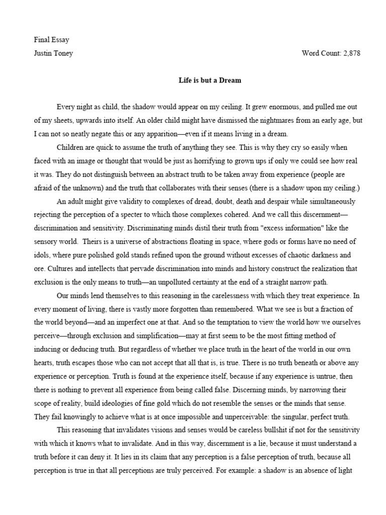 Final Essay - Autobiography | PDF | Experience | Truth