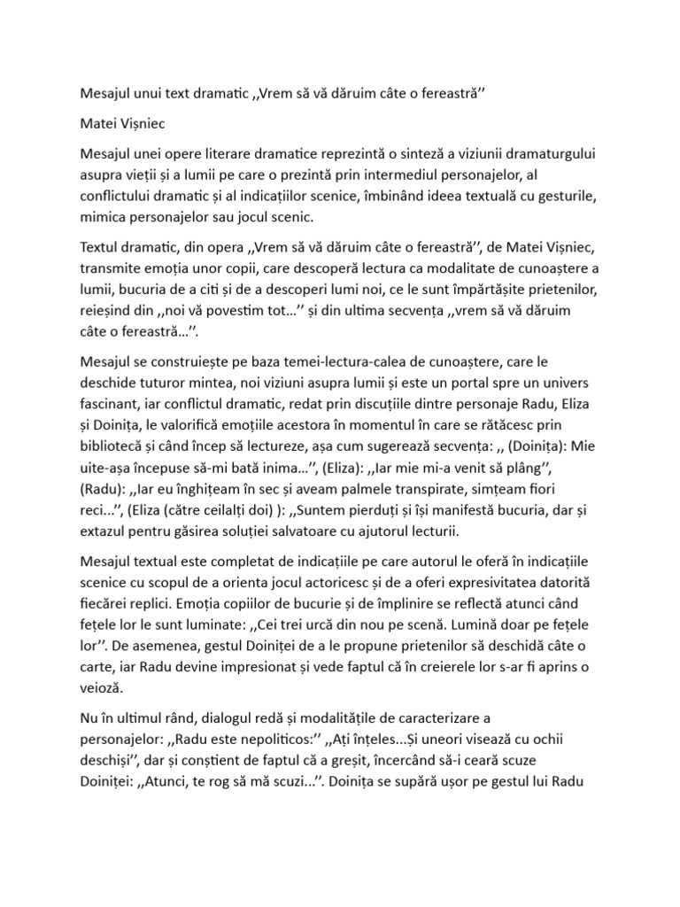 Mesajul Unui Text Dramatic | PDF