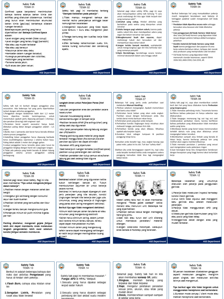 Panduan Safety Talk untuk Pekerja | PDF