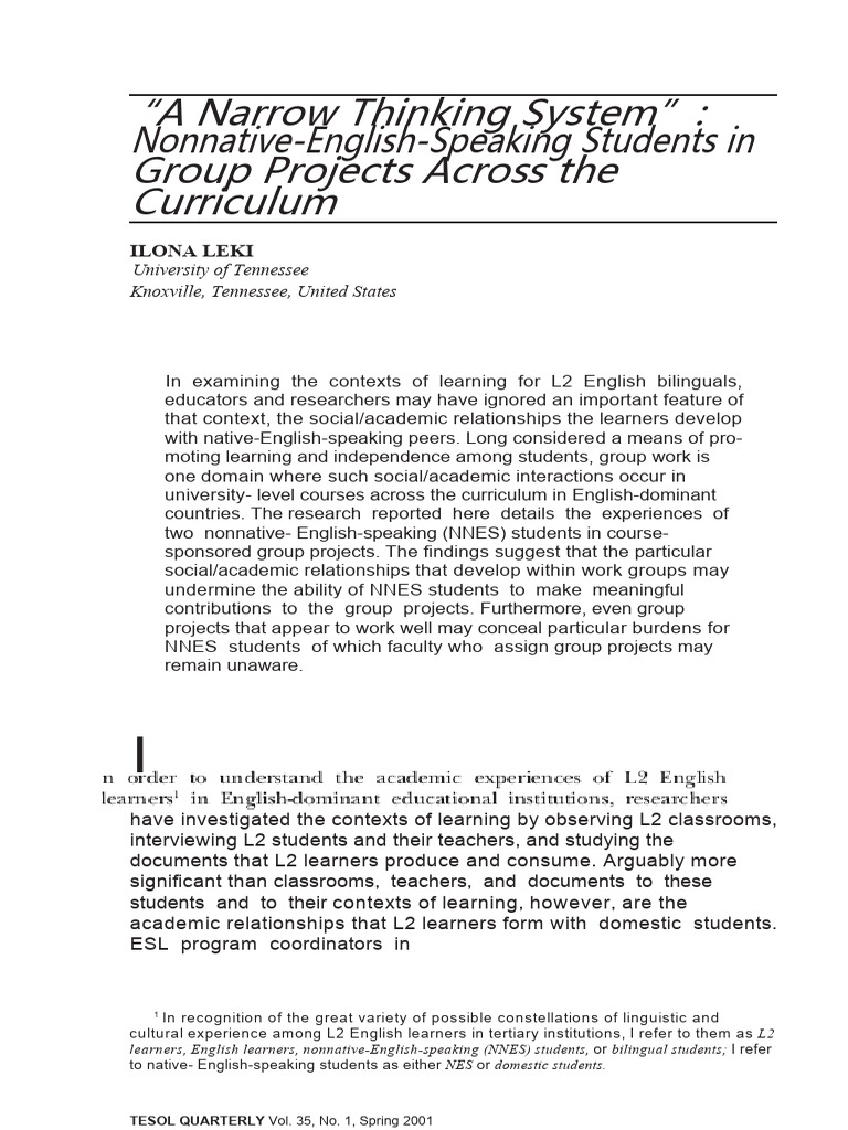 357 Narrow Thinking of L2 Students | PDF