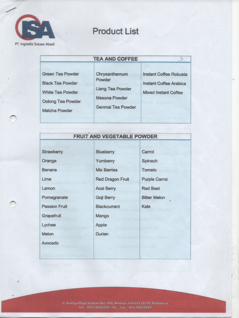 Product List Isa | PDF