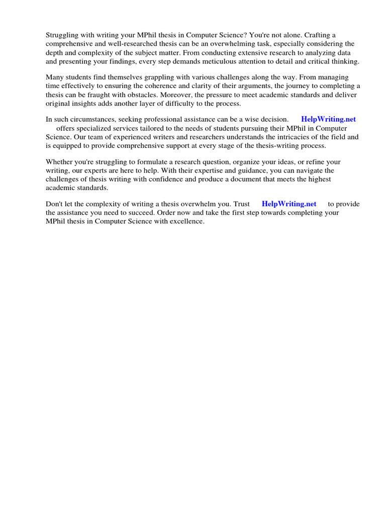 Mphil Thesis in Computer Science PDF | PDF | Thesis | Computer Science