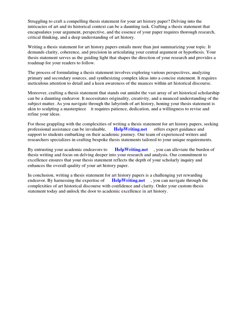 Examples of Thesis Statements for Art History Papers | PDF