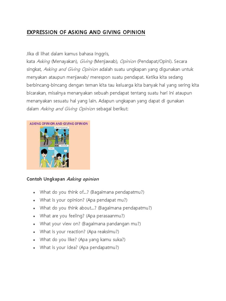 Materi Asking Giving Opinion Pdf Self Improvement