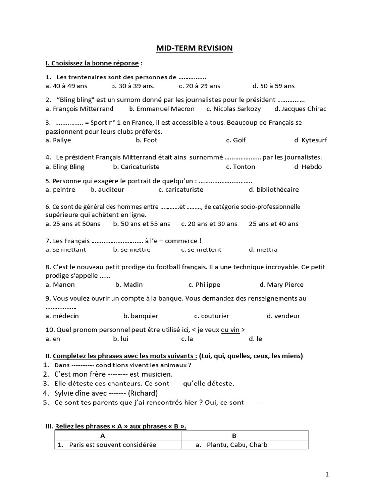 Mid-Term Revision | PDF