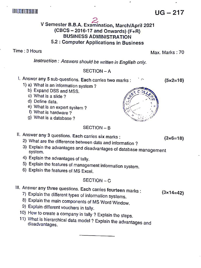CAB Question Paper 2021 | PDF