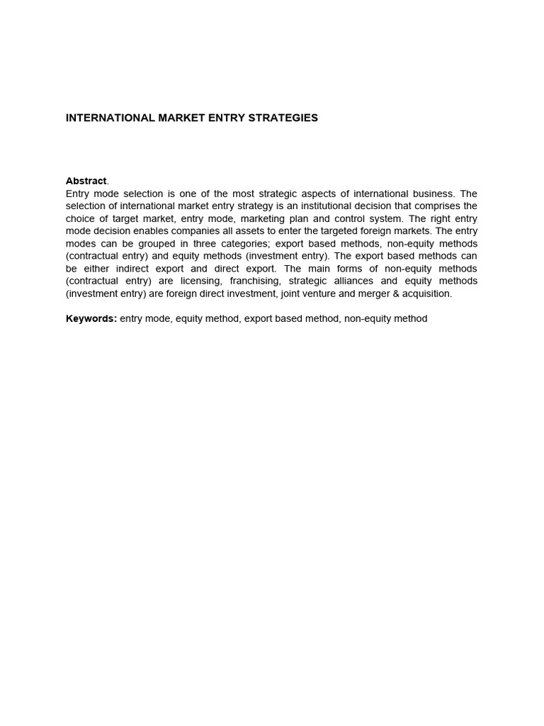 Entry Modes | PDF