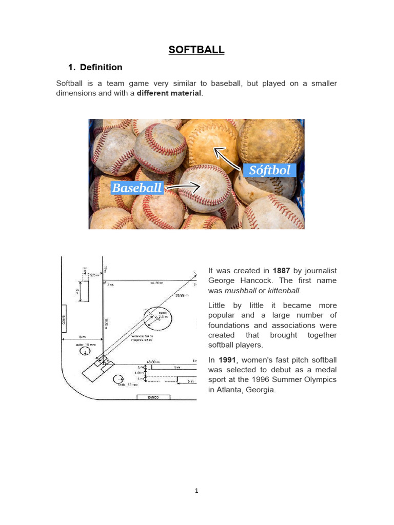 Softball Inglés | PDF | Baseball Field | Softball