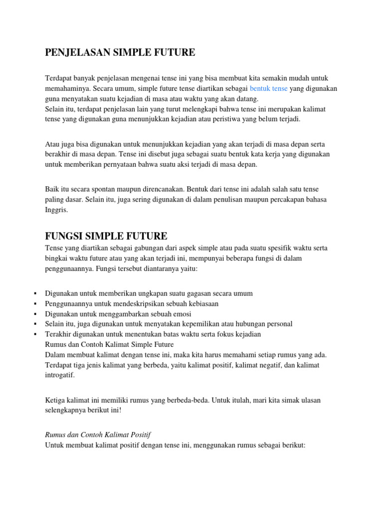 Materi Simple Future | PDF | Seni & Disiplin Bahasa | Kajian Bahasa Asing