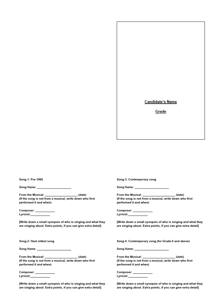 Singing Exam Programme Template | PDF Singing Exam Programme Template | PDF