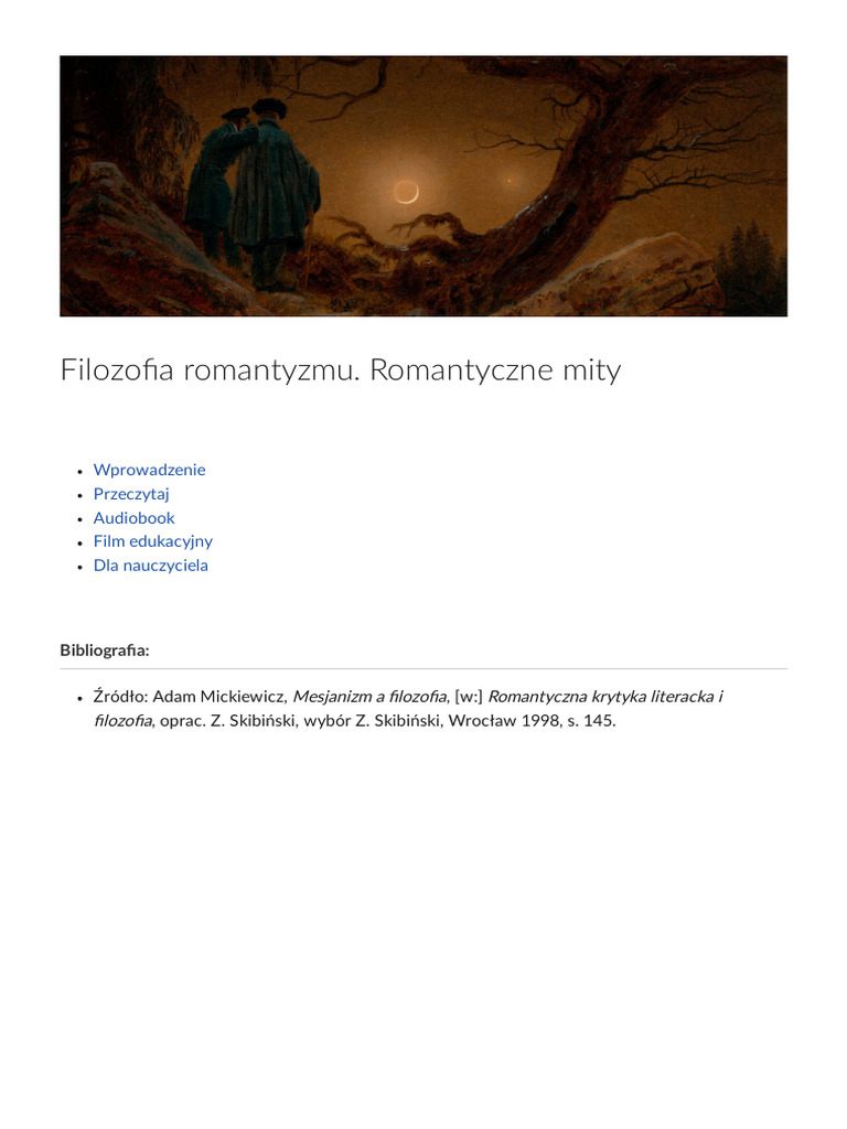 Filozofia Romantyzmu Romantyczne Mity | PDF